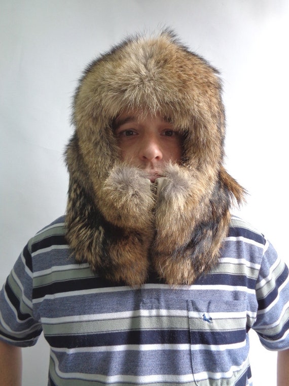 Brand New Coyote Fur Face Mask Balaclava Hat Hood With Zipper | Etsy