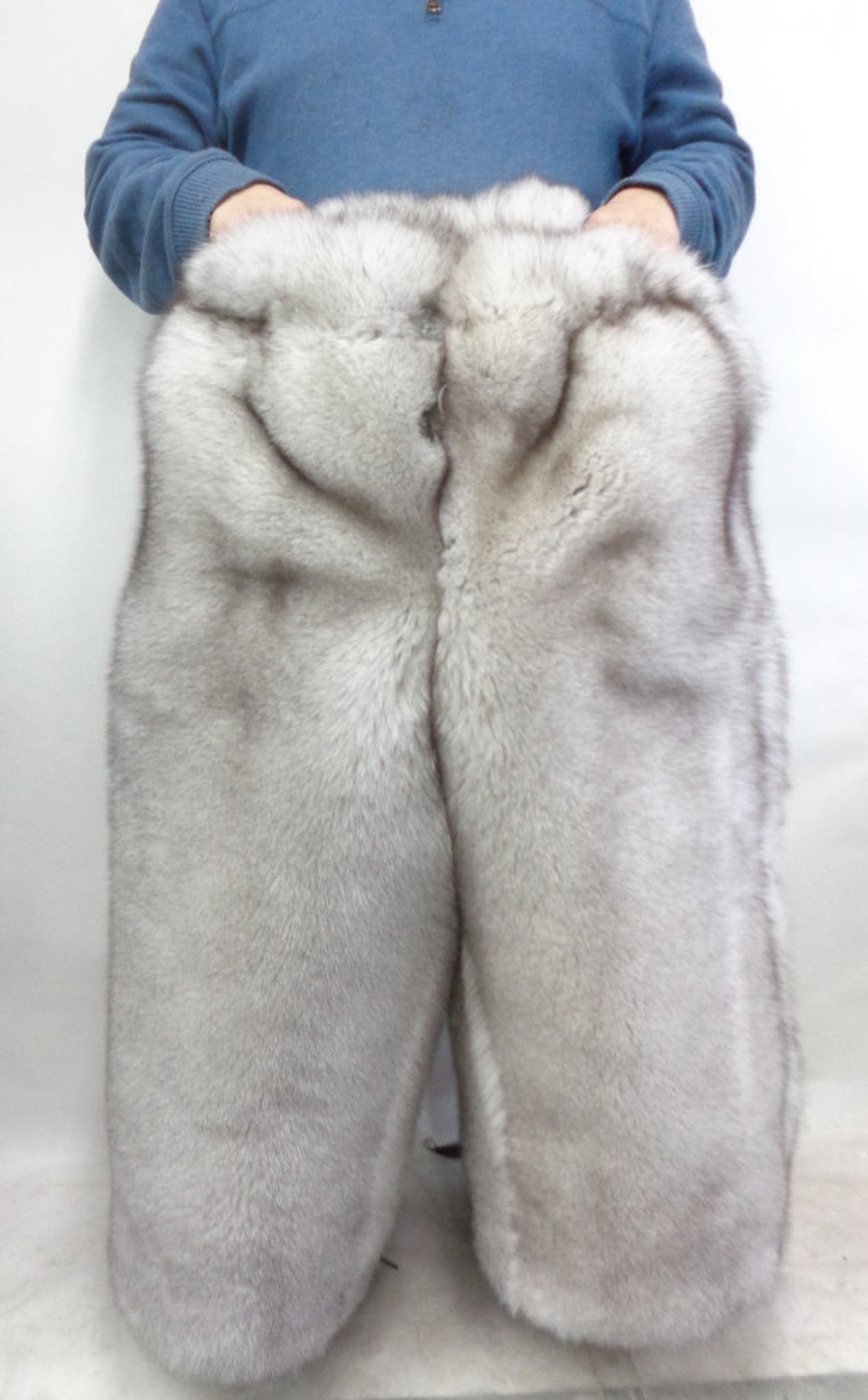 Brand New Natural Blue Fox Double Sided Fur Jacket & Pants Set W/hood ...
