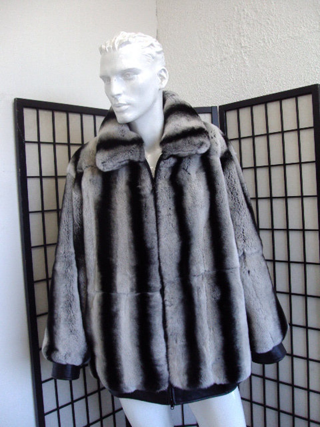 Brand New Rex Rabbit Dyed Chinchilla Fur Coat Jacket Men Man - Etsy