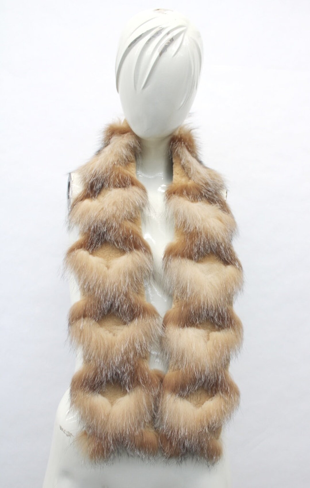 Brand New Beige Sheared Beaver & Fox Fur Scarf Wrap Women Woman 4"x56 ...