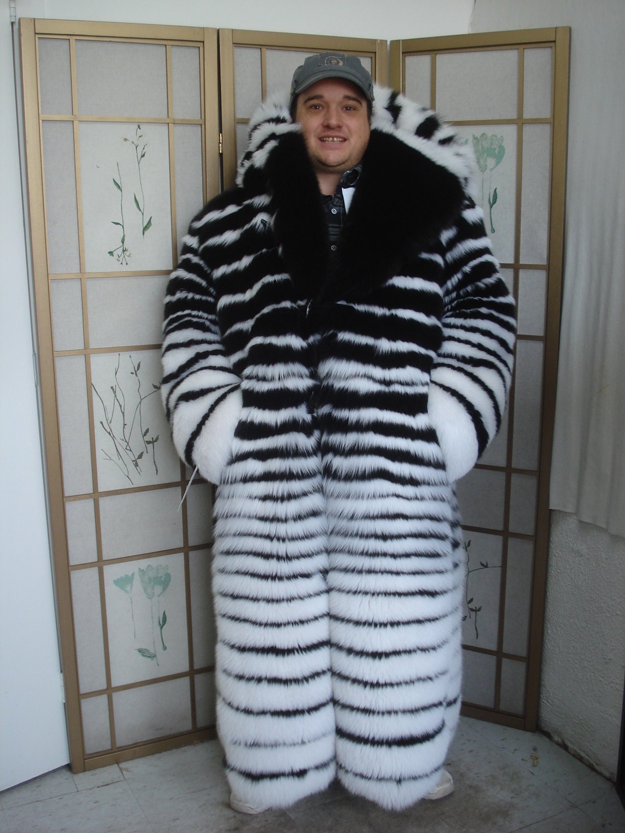 Brand New Black White Fox Fur Coat for Men Size All - Etsy