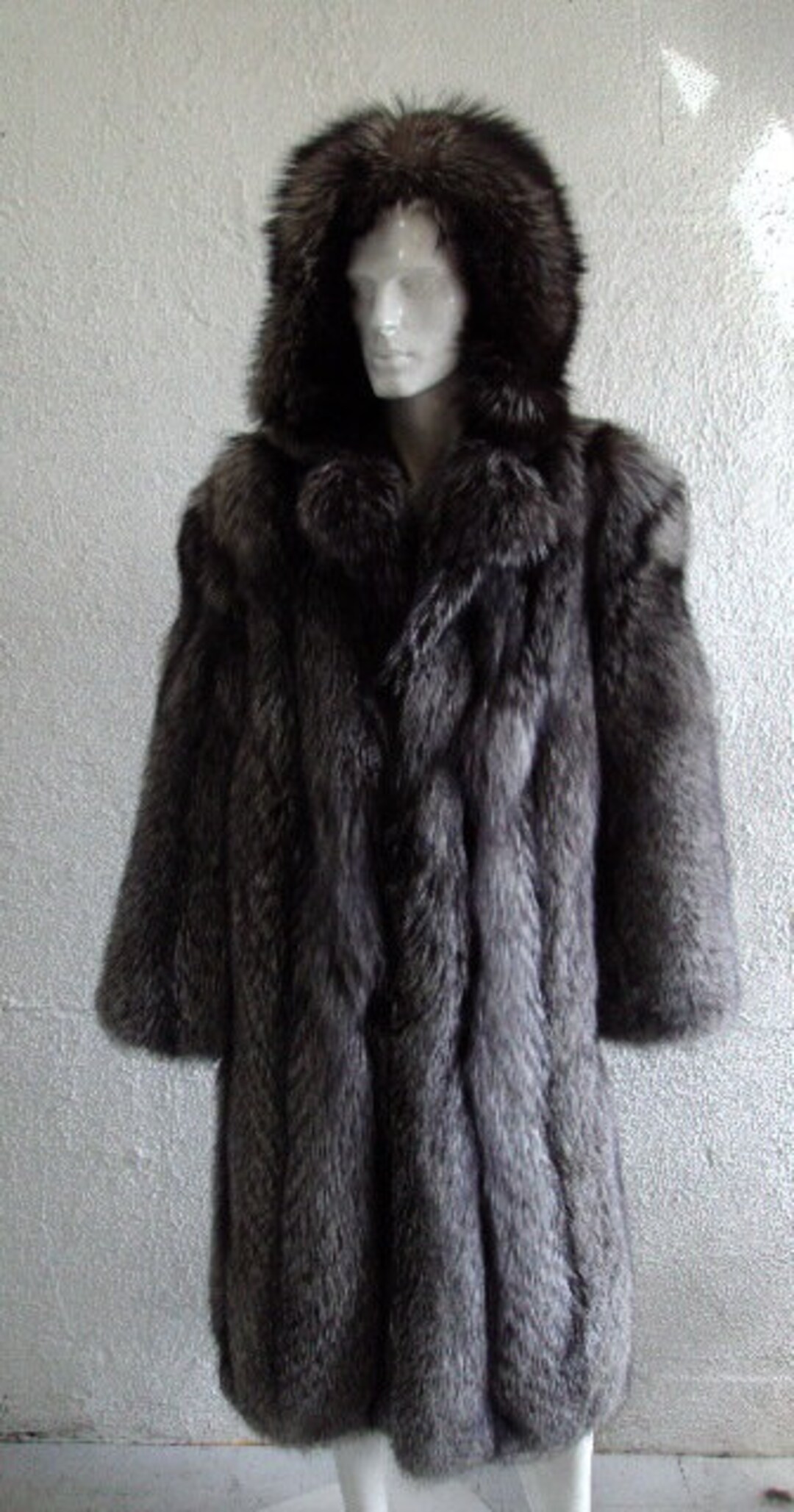 Brand New Canadian Hooded Silver Fox Fur Coat Jacket Men Man Size All ...