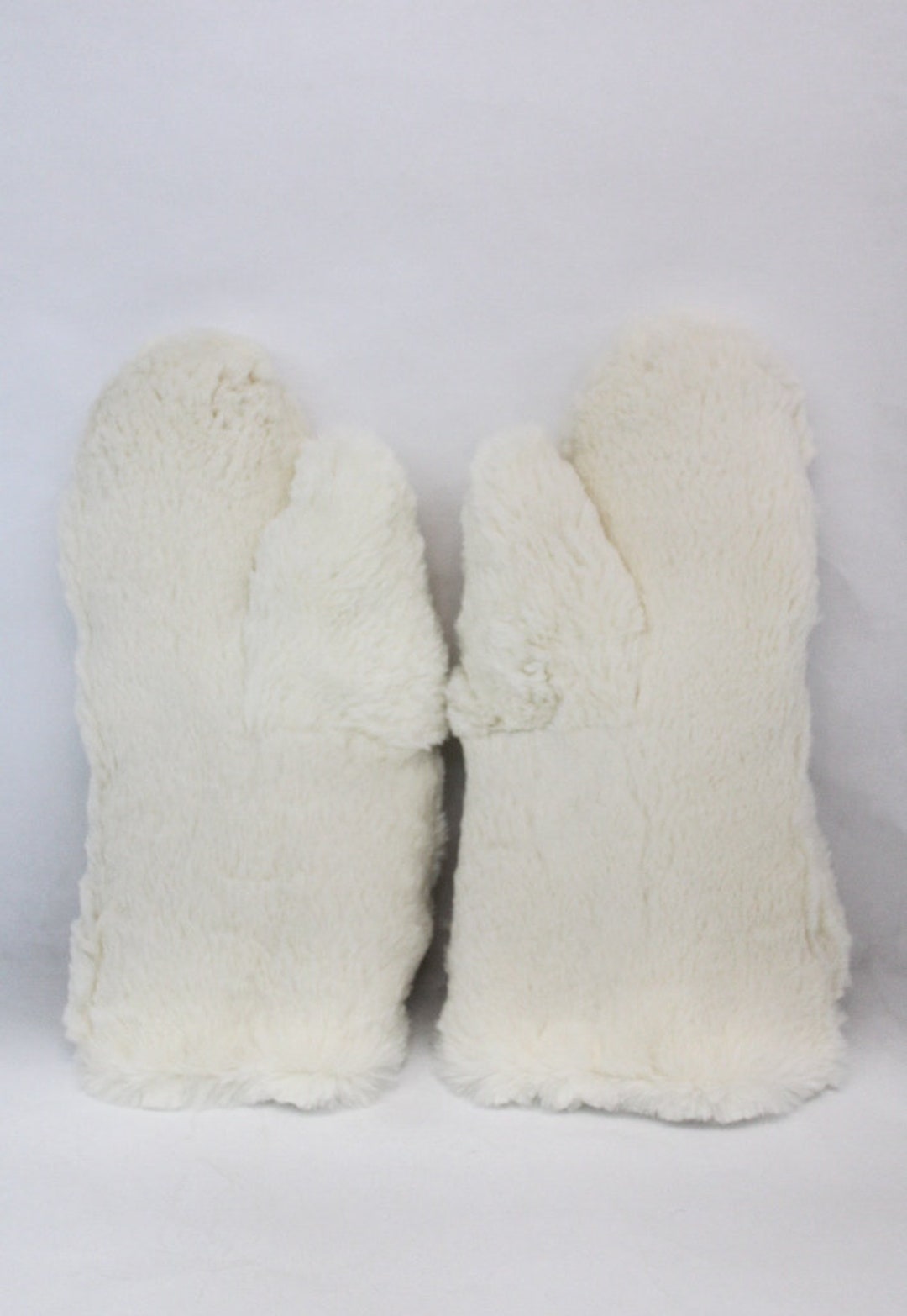 Brand New White Sheared Rabbit Both Sided Fur Mittens Mitts Women Woman ...