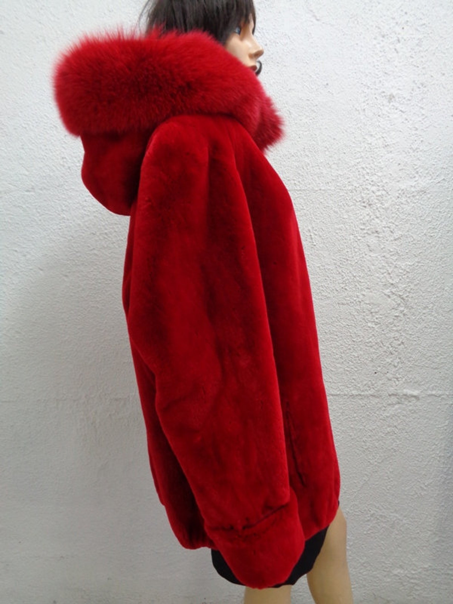 Brand New Red Sheared Beaver & Fox Fur Jacket Coat Hood Women | Etsy
