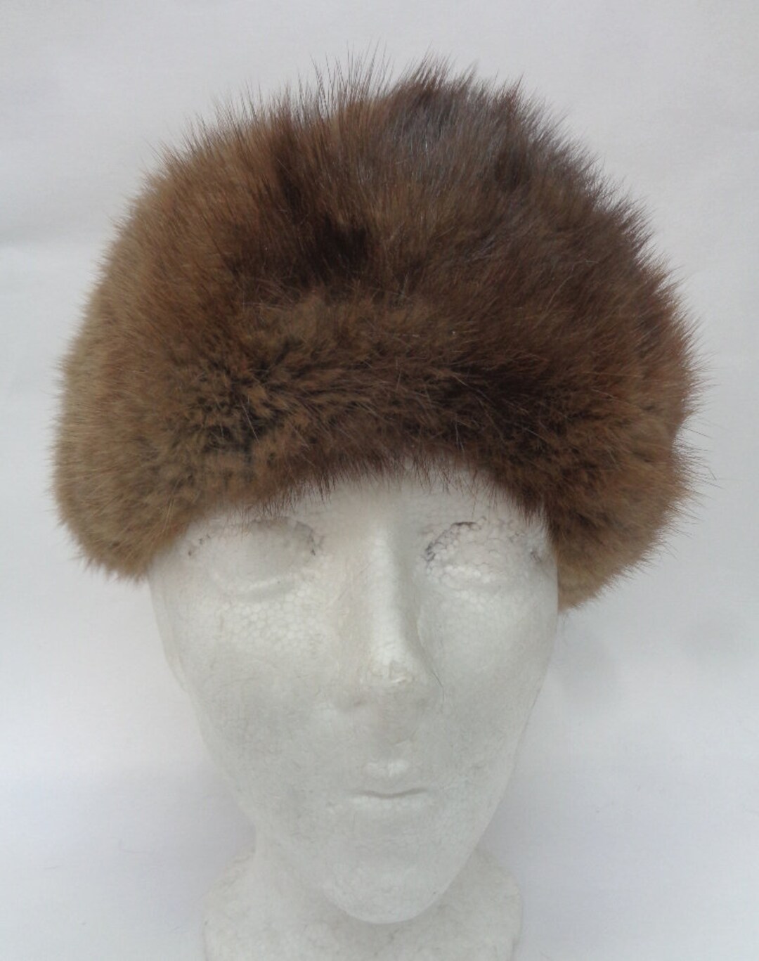Mint Natural Brown Muskrat Fur Hat W/pompom Women Woman Size All - Etsy
