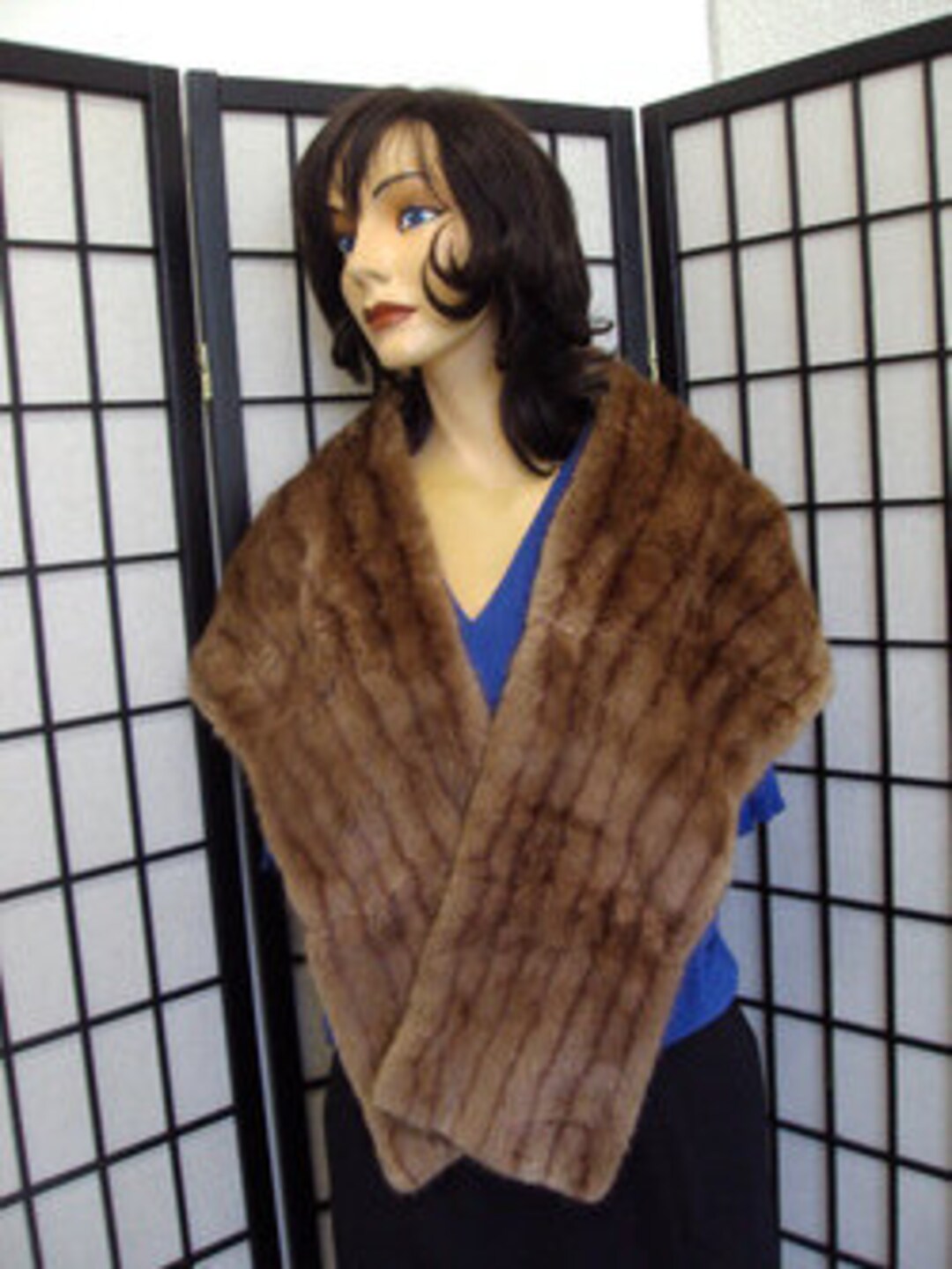 Mint Natural Plain Brown Muskrat Fur Stole Wrap Shawl Women Woman 13"x ...