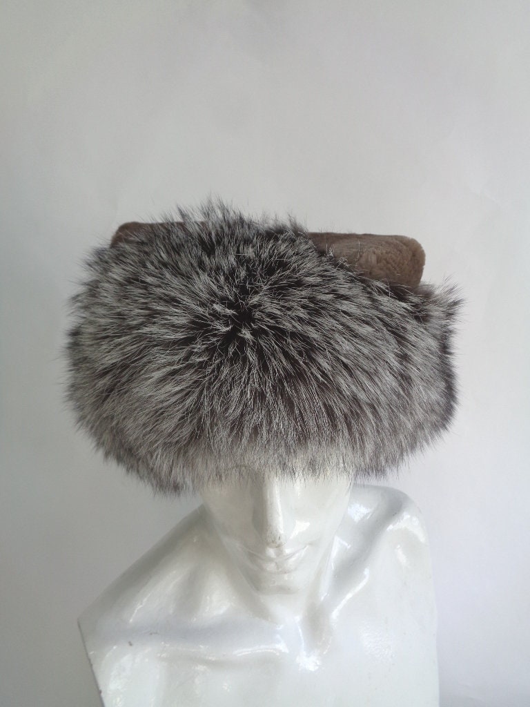 Brand New Brown Sheared Beaver & Silver Fox Santa Christmas Fur Hat for ...