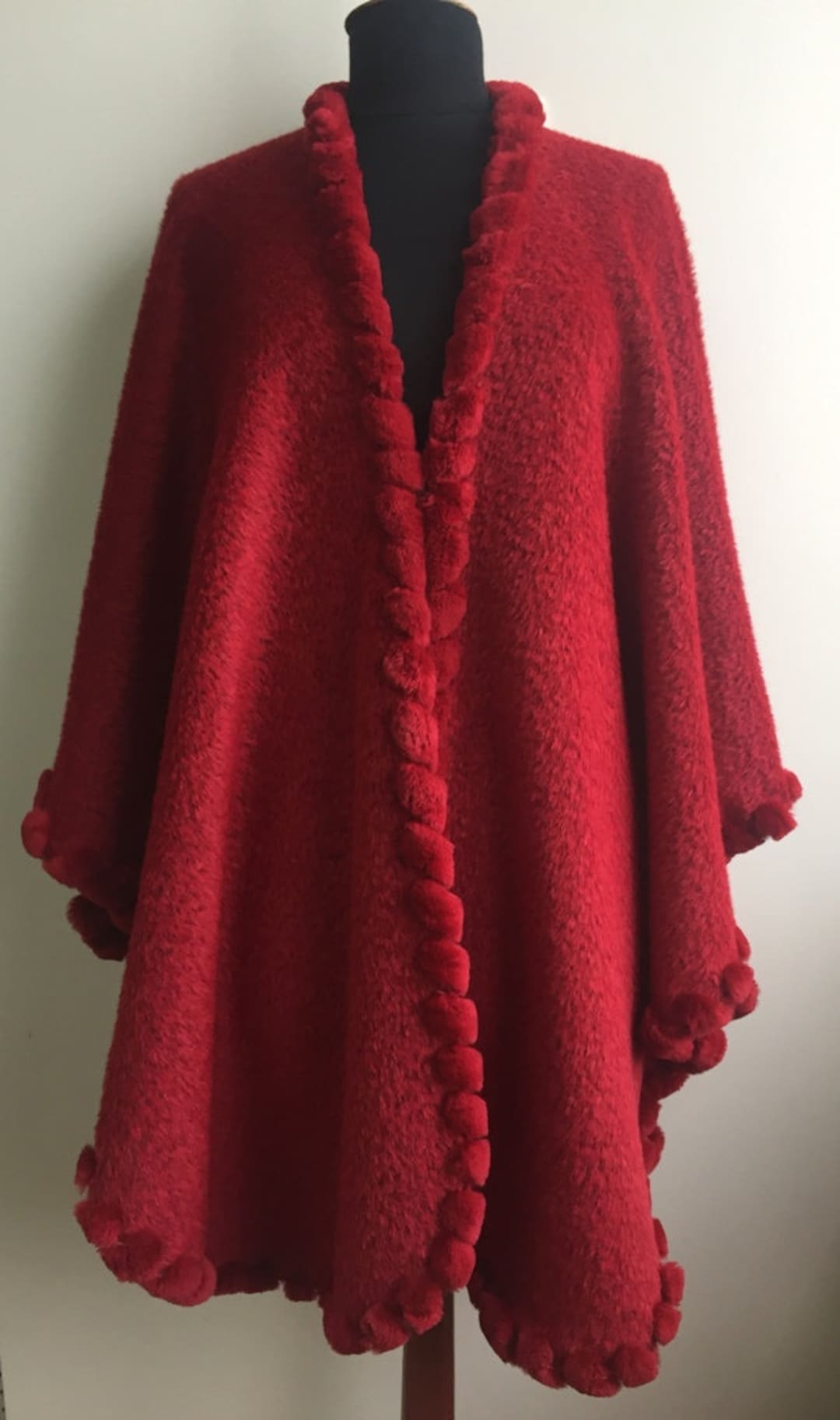 Brand New Red Wool & Sheared Beaver Fur Cape Shawl Wrap Women Woman 35 ...