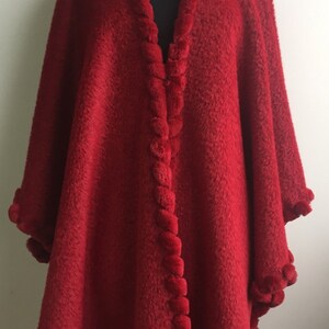 Brand New Red Wool & Sheared Beaver Fur Cape Shawl Wrap Women Woman 35 ...