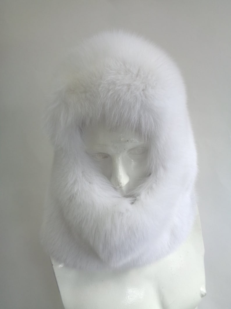 Brand New White Fox Fur Face Mask Balaclava Hat Hood for Women Men Size ...
