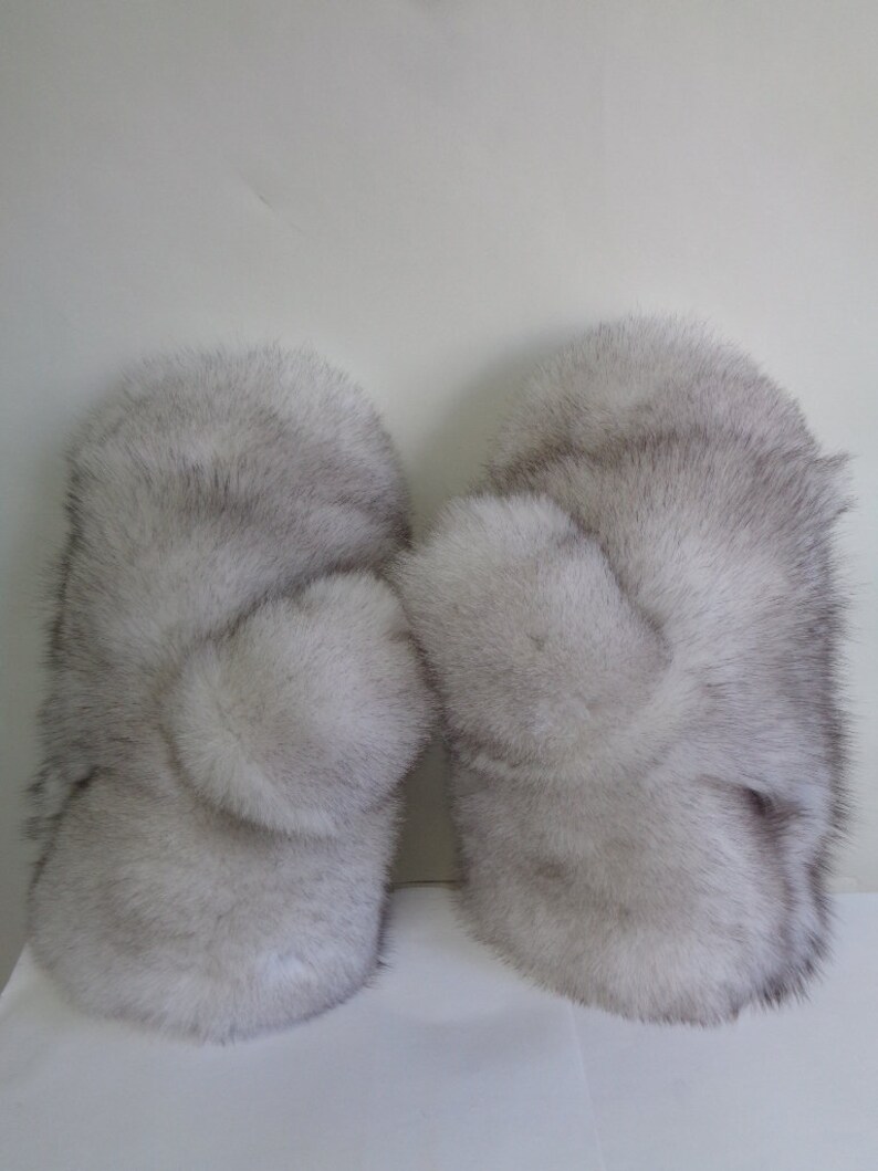 Brand New Norwegian (blue) Fox Fur Mittens Mitts Men Man Woman Women Sz ...