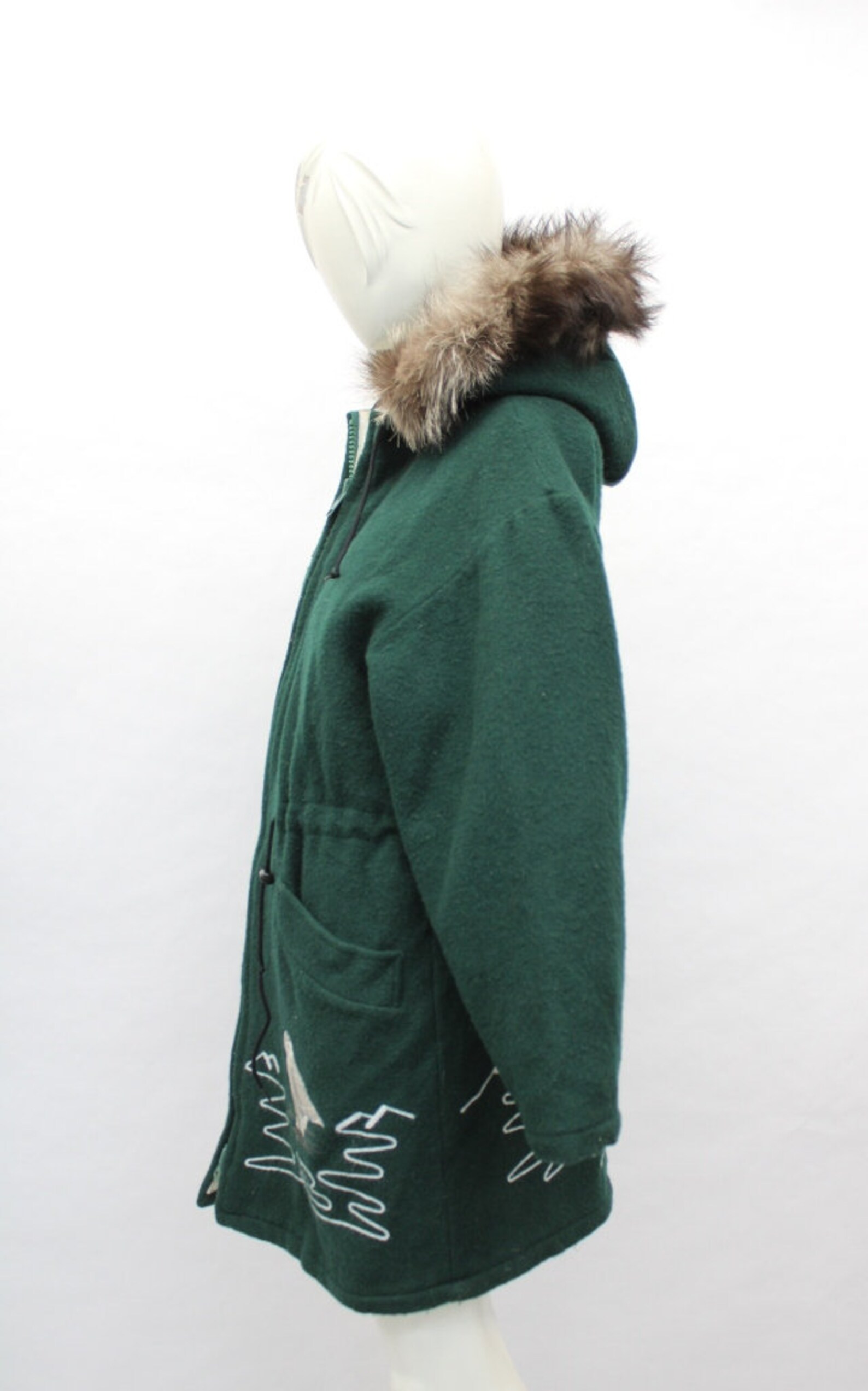 Scrap Item: Green Cloth & Fox Fur Coat Jacket Arts Crafts - Etsy