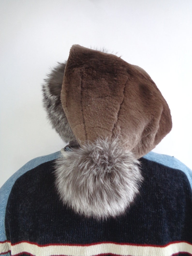 Brand New Brown Sheared Beaver & Silver Fox Santa Christmas Fur Hat for ...