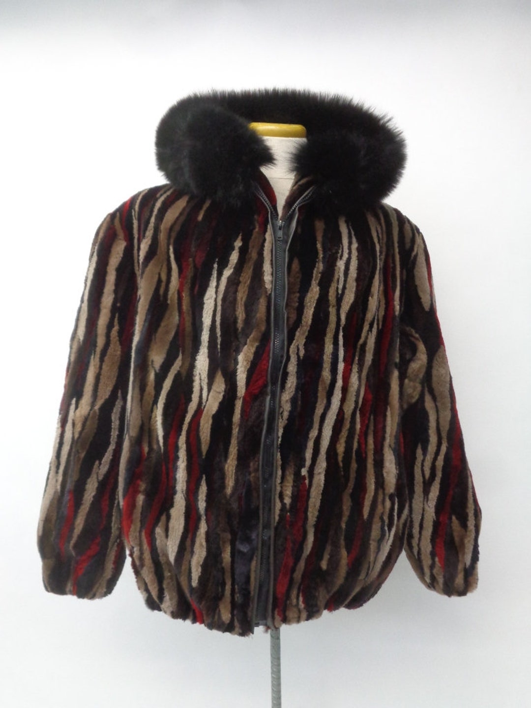 Brand New Multi Color Sheared Beaver & Fox Fur Jacket Coat Men Man Size ...