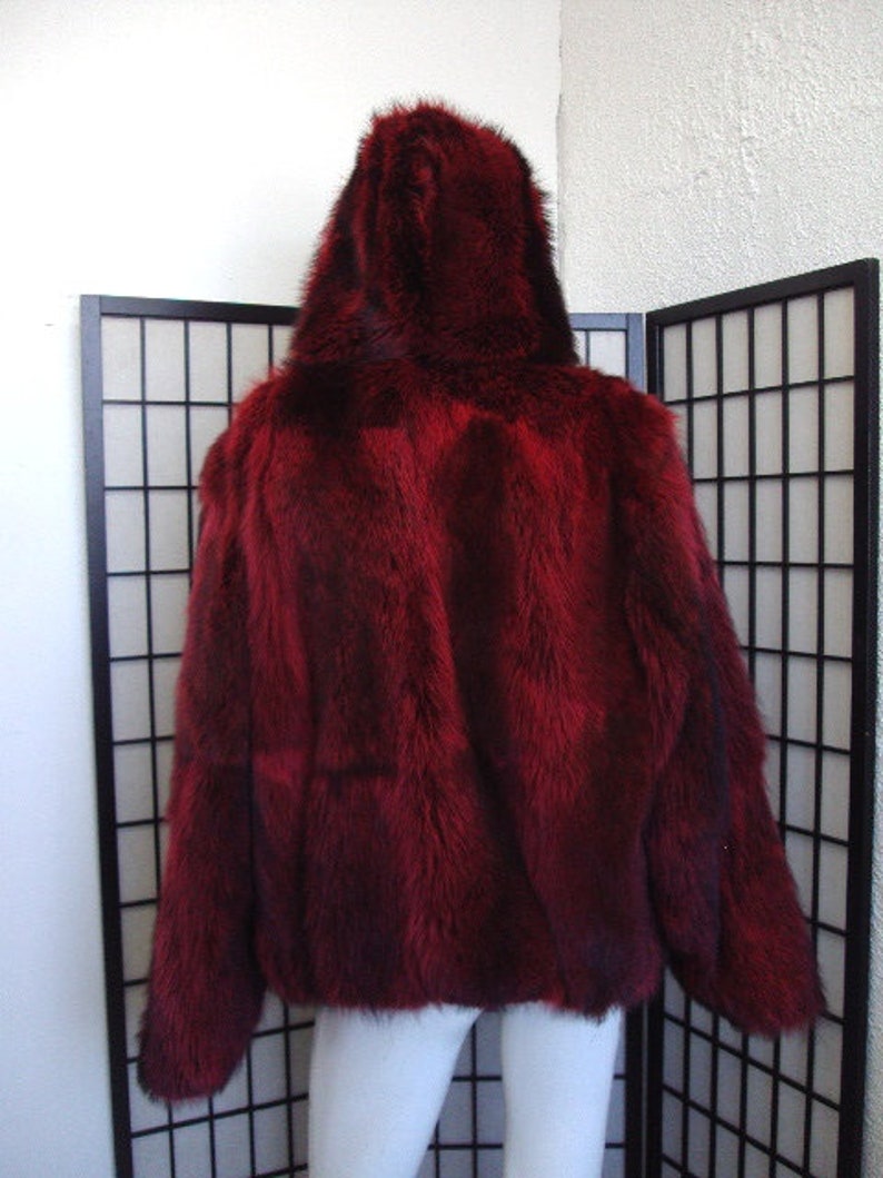 Brand New Red Hooded Hood Raccoon Racoon Fur Jacket Coat Men Man - Etsy