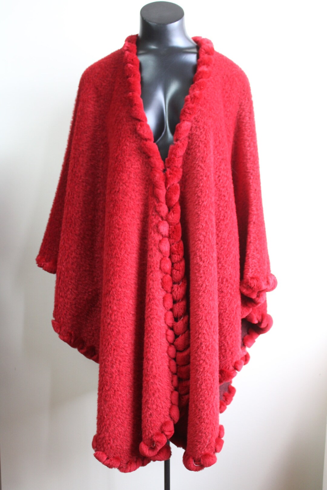 Brand New Red Wool & Sheared Beaver Fur Cape Shawl Wrap Women Woman 35 ...