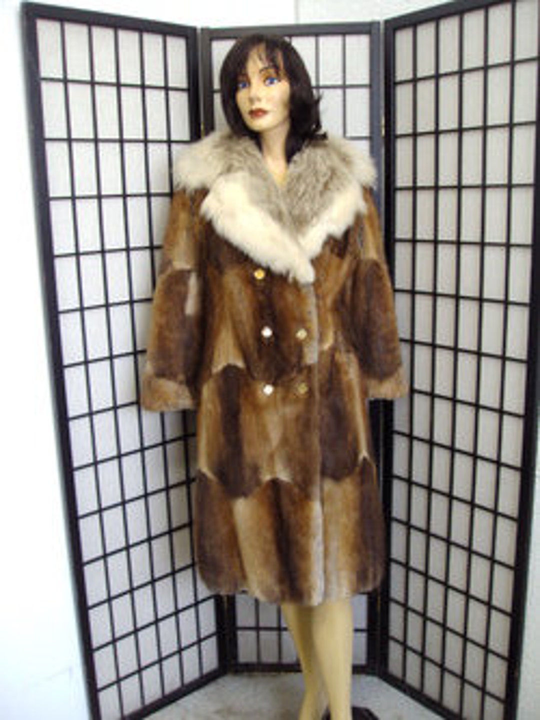 Scrap Item: Brown Muskrat & Beige Fox Fur Coat Jacket Arts and Crafts ...