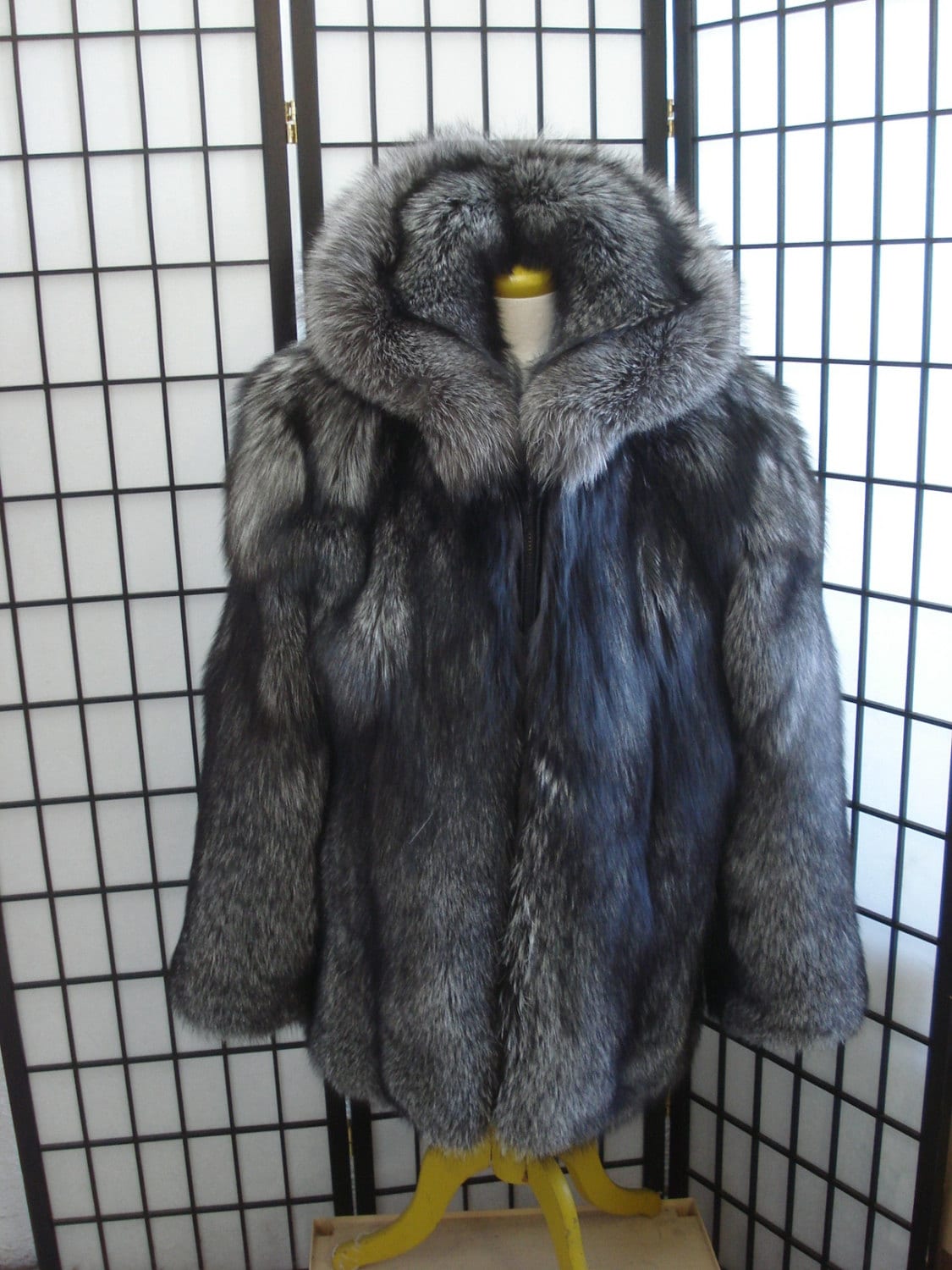 Brand New Silver Fox Fur Bomber Jacket Coat W/hood for Men Mansize All ...