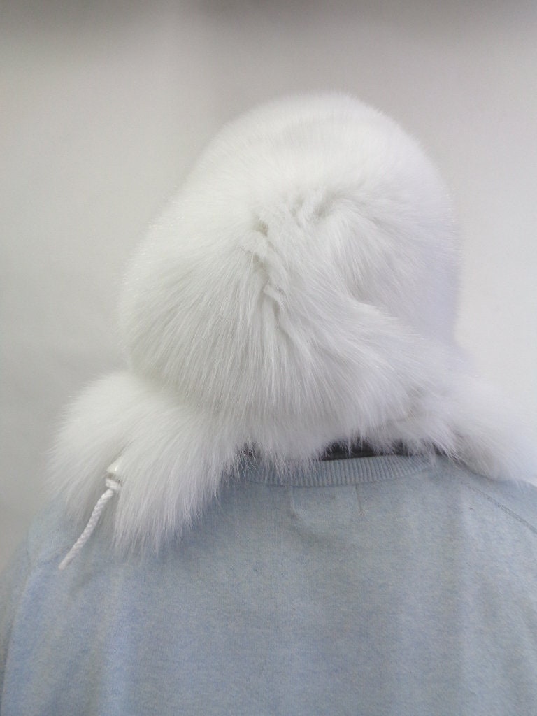 Brand New White Fox Fur Face Mask Balaclava Hat Hood for Women Men Size ...