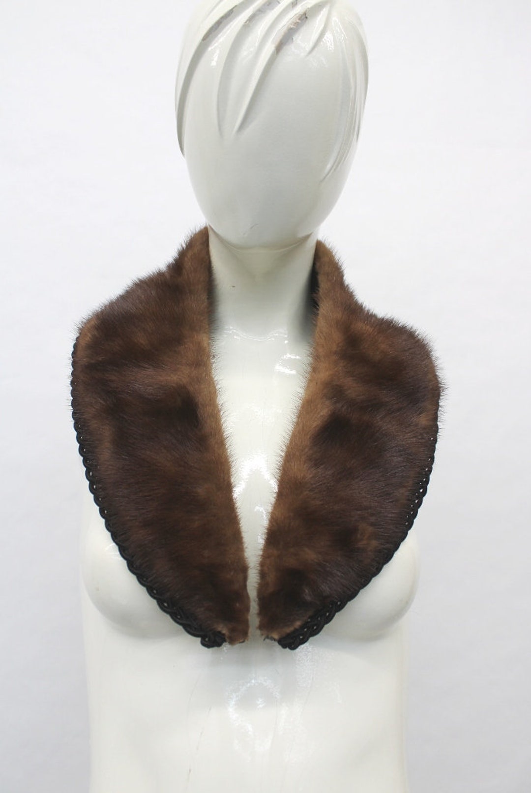 Excellent Demi Buff Mink Fur Shawl Collar Wrap Women Woman Size 5"x36 ...