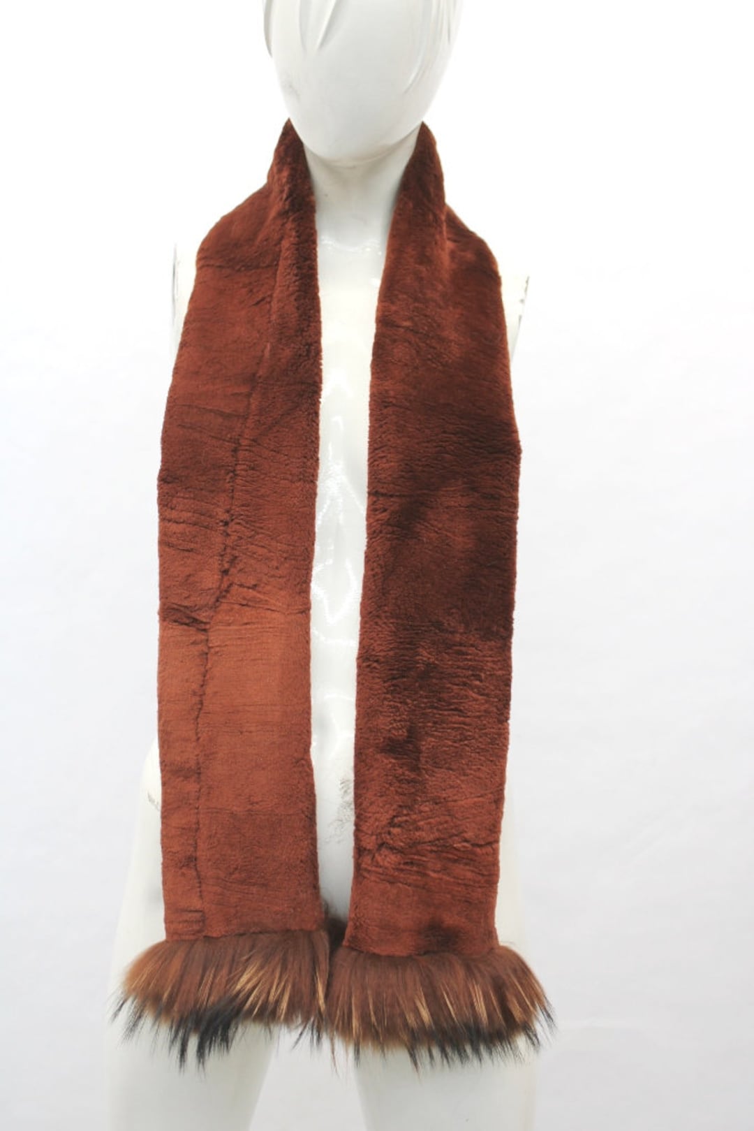 Brand New Copper Brown Sheared Beaver & Fox Fur Scarf Wrap Women Woman ...