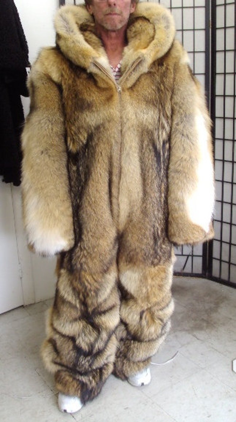 Brand New Double Sided Coyote Fur Snowsuit Jumpsuit Bodysuit Coat W ...
