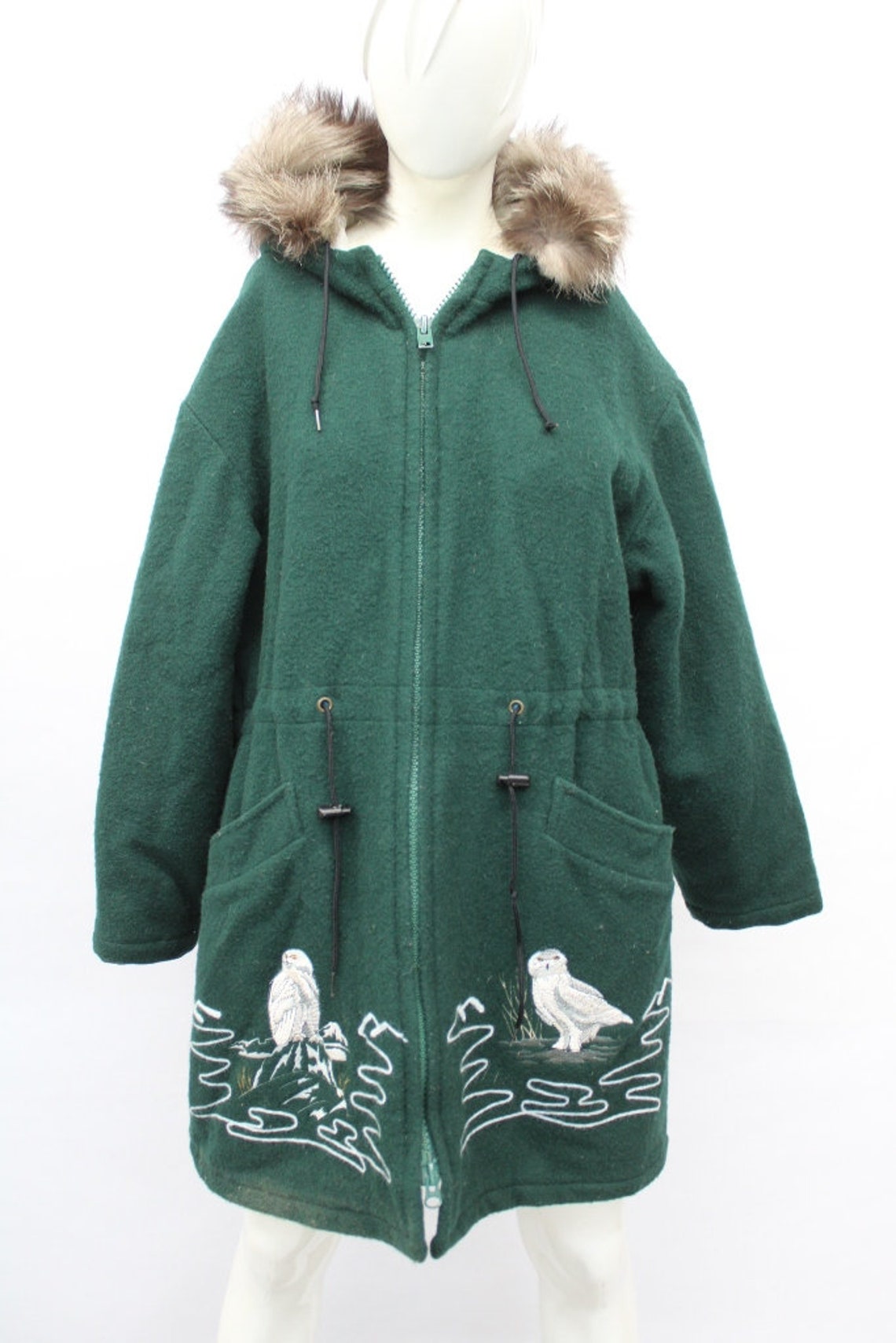 Scrap Item: Green Cloth & Fox Fur Coat Jacket Arts Crafts - Etsy