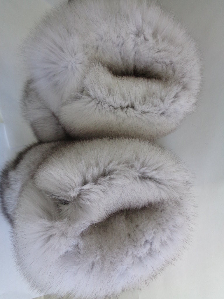 Brand New Norwegian Blue Fox Fur Double Sided Socks Room Boots for Men ...