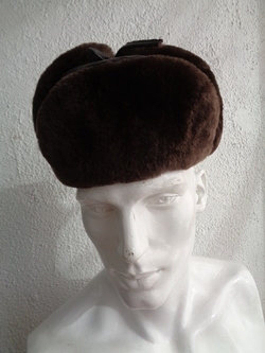 Brand New Brown Sheared Beaver Fur & Leather Hat Cap Men Man Size All ...