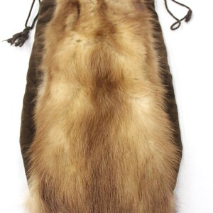 Mint Stone Martin Fur & Fabric Pouch Bag - Etsy