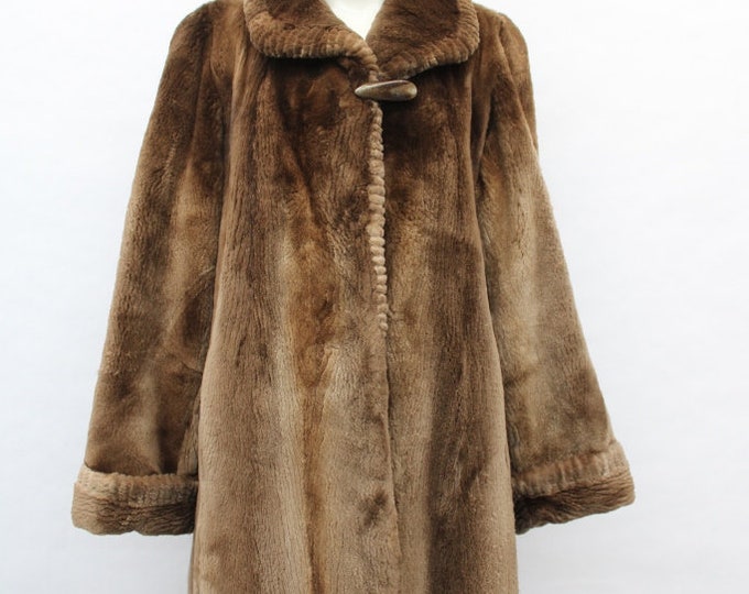 Excellent Brown Sheared Arctic Beaver Fur Coat Jacket Women Woman Size ...