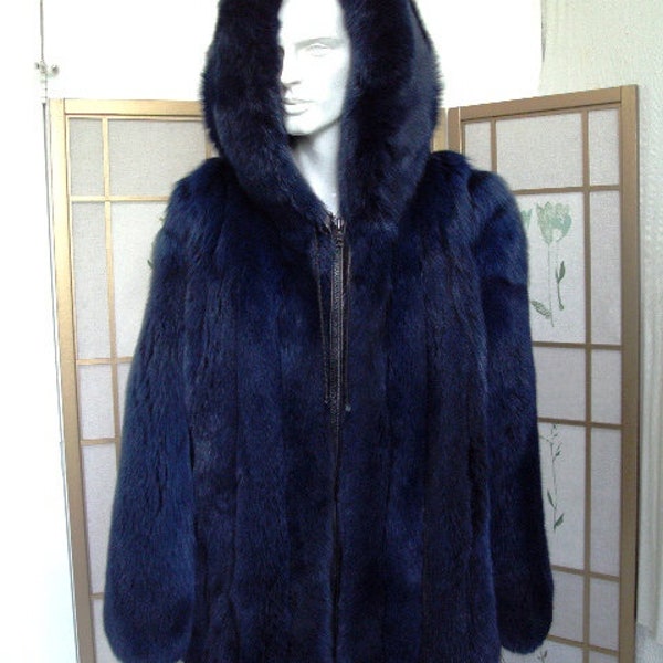Dark Blue Fur Coat - Etsy