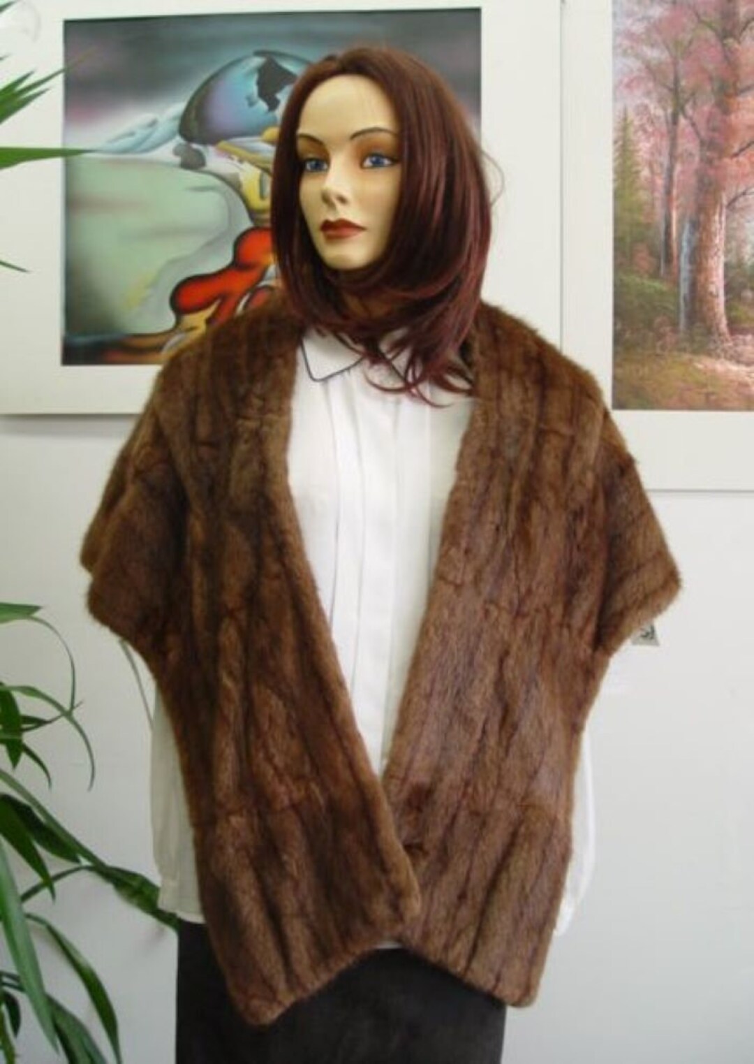 Mint Canadian Brown Muskrat Fur Stole Wrap Shawl Women Woman Size Large ...