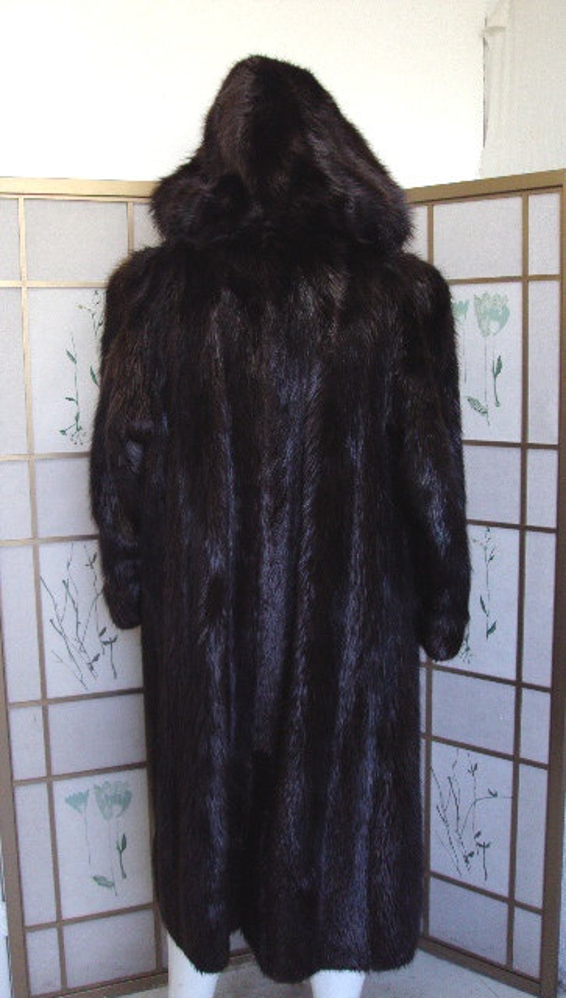 Nuevo marrón largo pelo abrigo de piel de castor con capucha - Etsy España