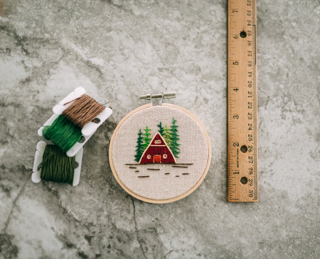 Hand Embroidered Hoop Art: A-frame Cabin - Etsy