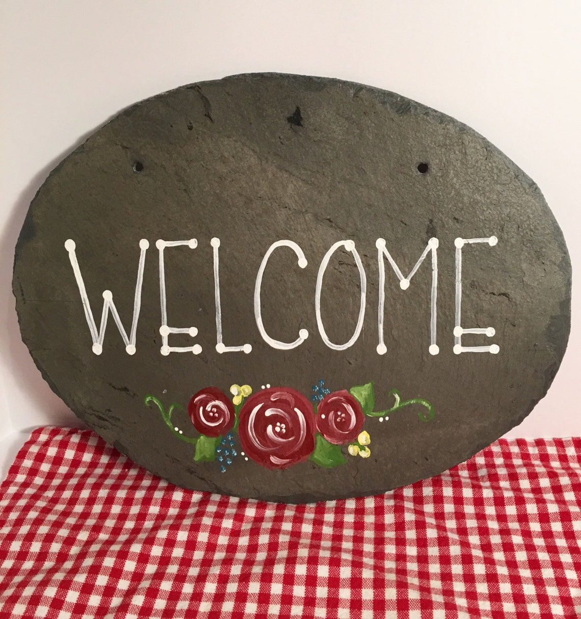 Welcome, Slate Sign, Friendly Welcome, Slate, Flowers - Etsy