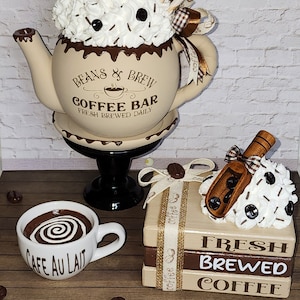 Cafe Au Lait Coffee Themed Decor Set, Teapot, Mini Mug, Mini Rolling ...