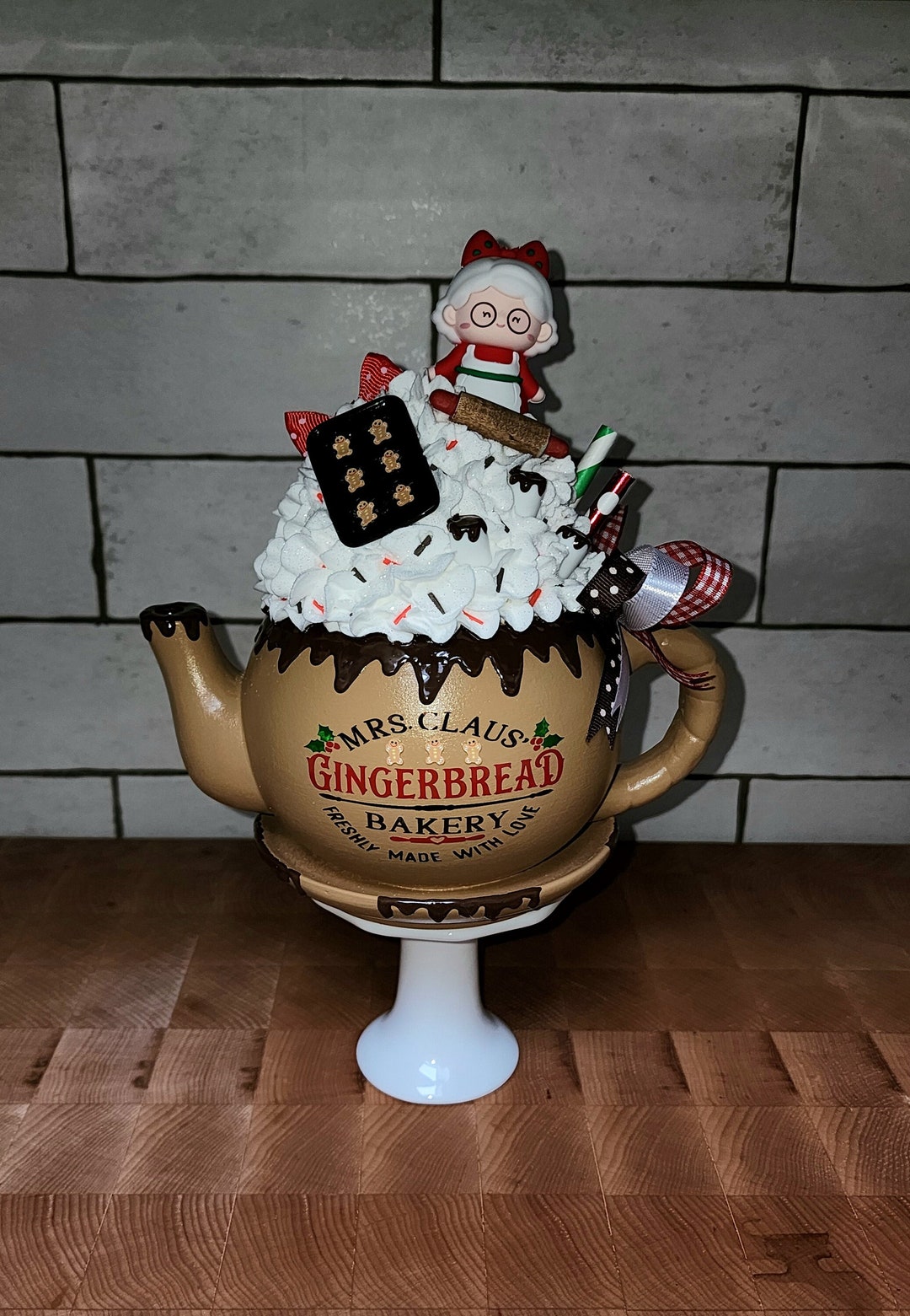 Mrs. Claus Gingerbread Bakery Mini Decorative Teapot, Christmas Decor ...