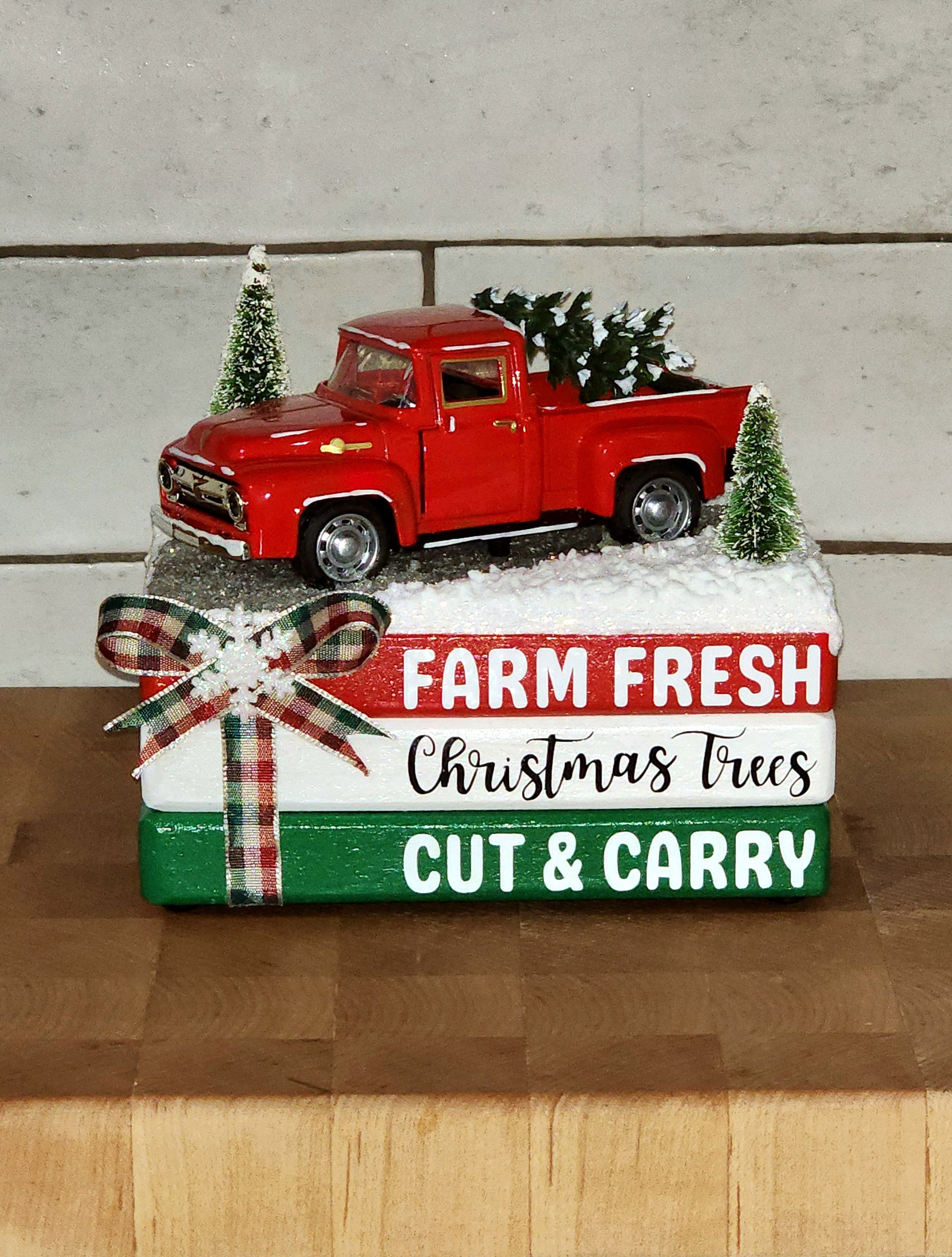 Farm Fresh Christmas Trees Bookstack, Christmas Book, Winter Decor ...