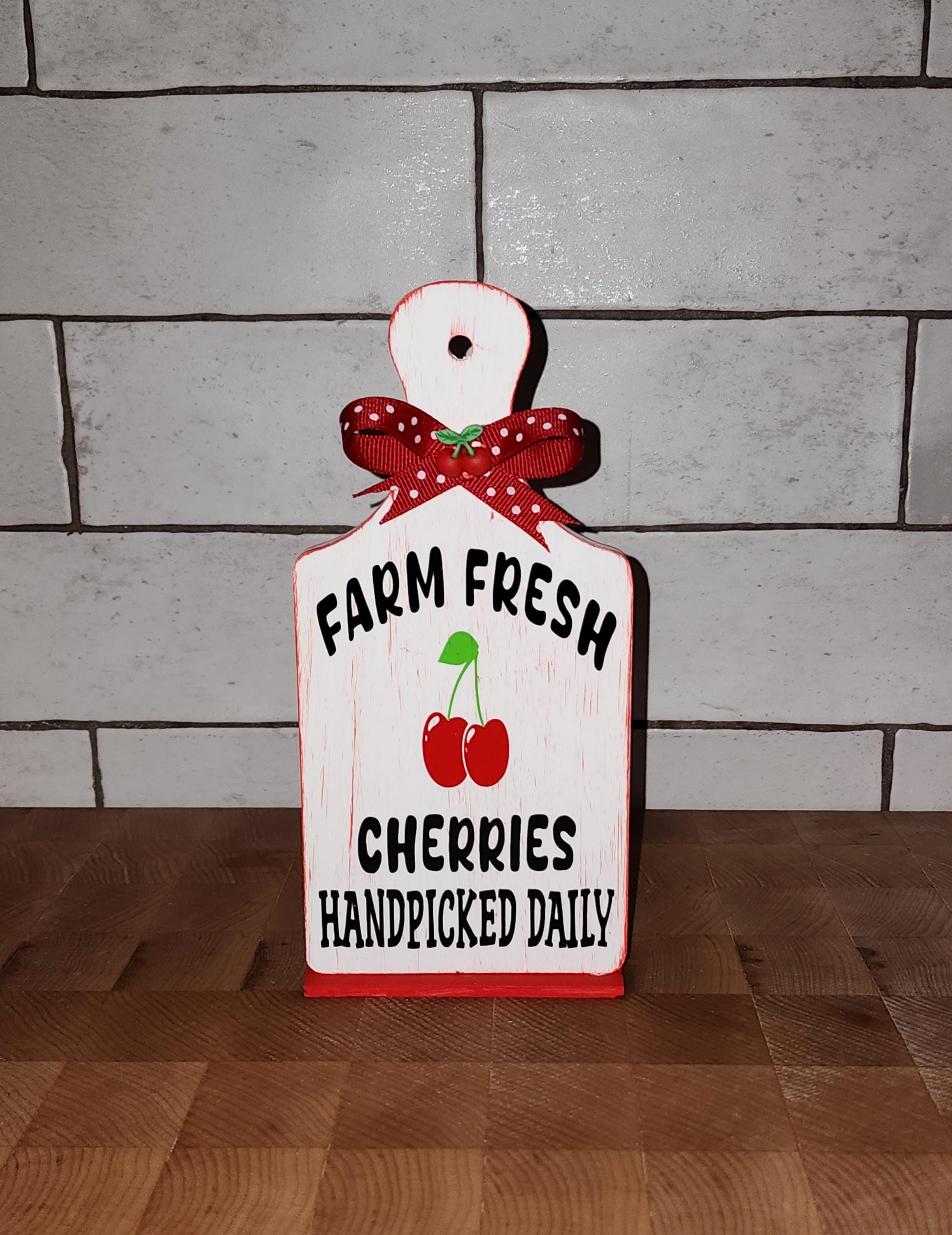 Cherry Tiered Tray Decor Set, Farmhouse Cherry Kitchen Decor, Summer ...