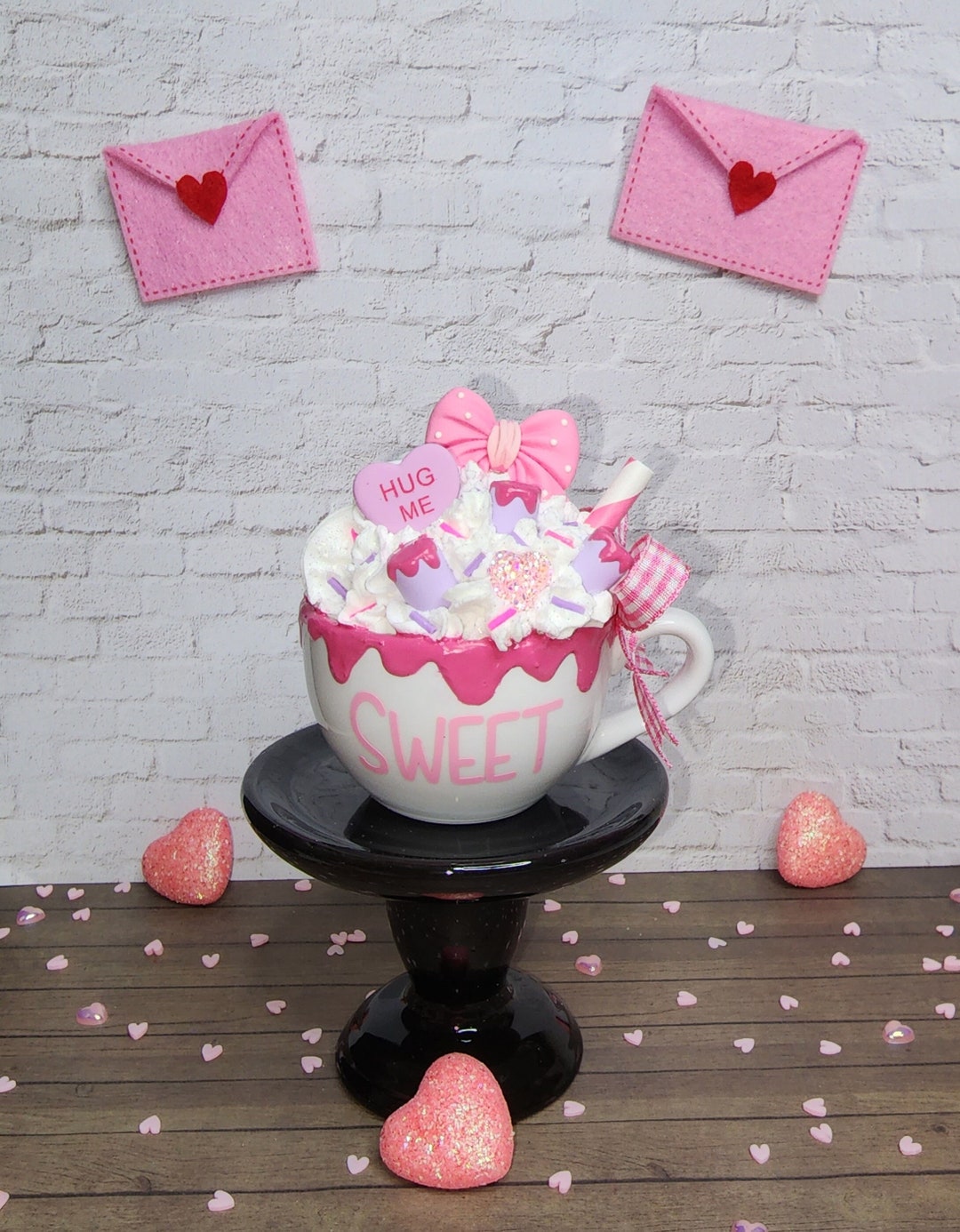 Valentine's Sweet Pink Mini Mug, Valentines Decor, Hearts, Tiered Tray ...