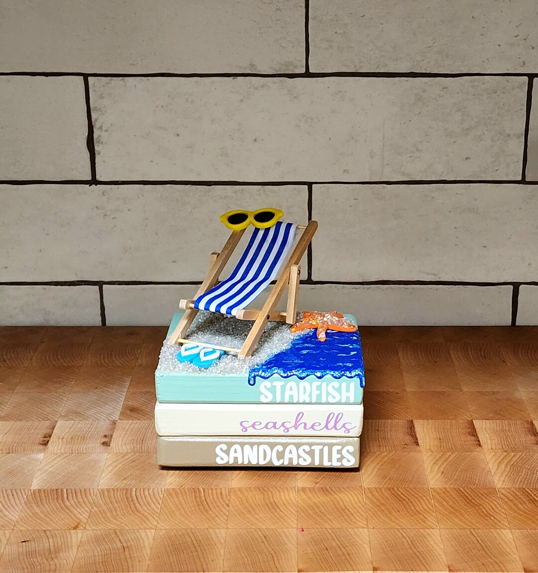Beach Themed Mini Bookstack, Starfish, Seashells, Sandcastles, Beach ...