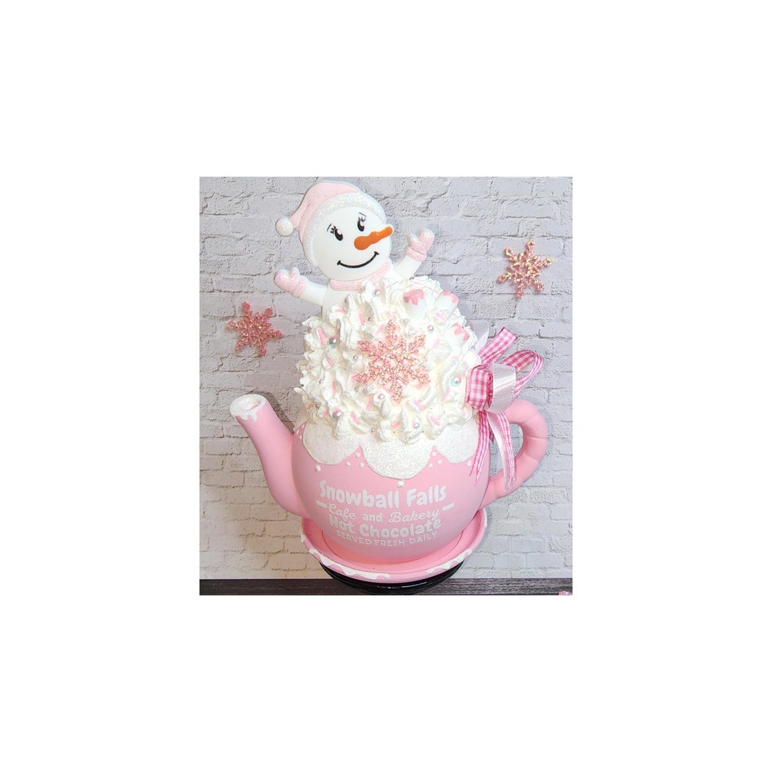 Snow-lady Pink Mini Teapot, Snowball, Bakery, Snowman, Tiered Tray ...