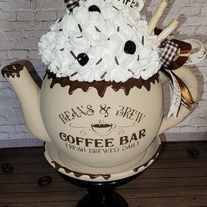 Cafe Au Lait Coffee Themed Decor Set, Teapot, Mini Mug, Mini Rolling ...