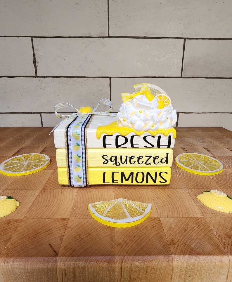Fresh Squeezed Lemons Mini Bookstack, Lemon Themed Decor, Lemons ...