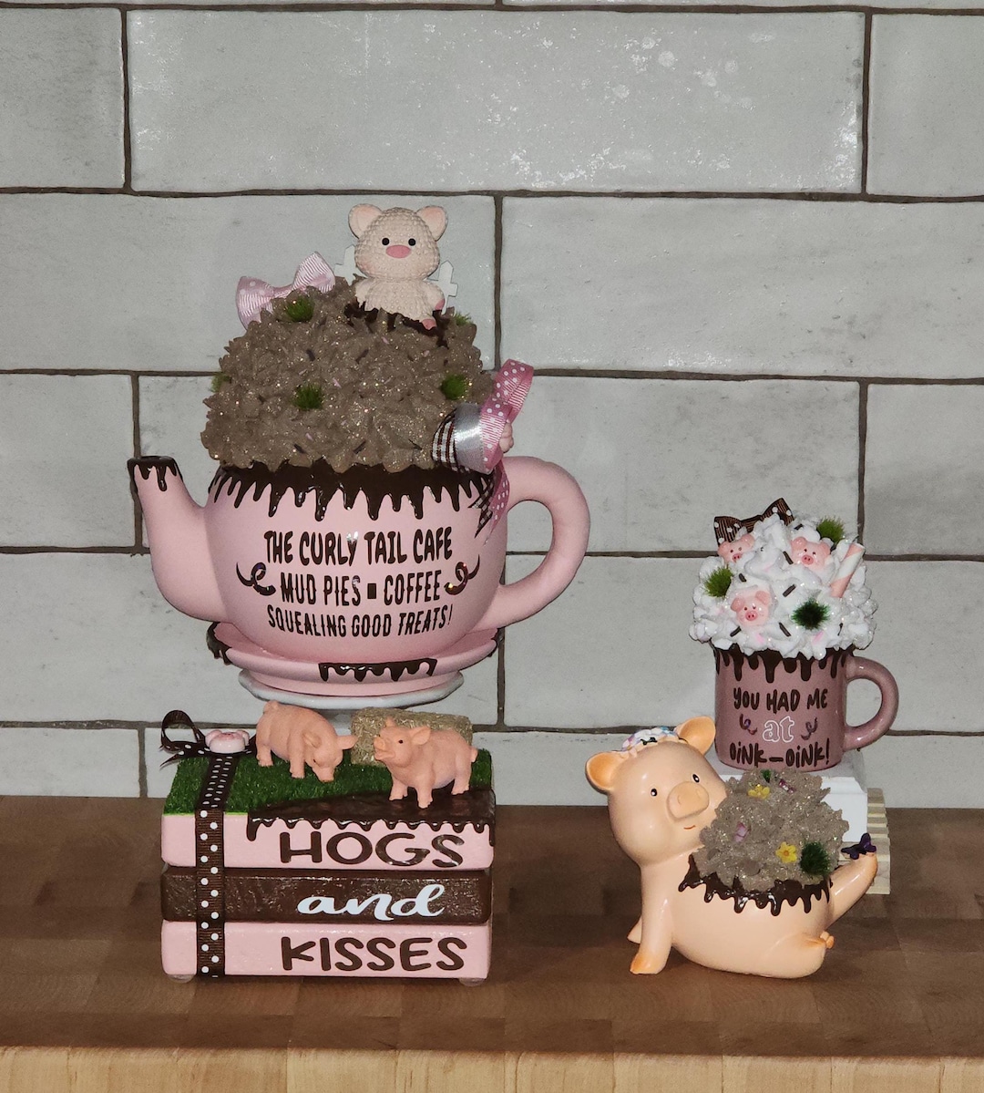 Pig Themed Set, Pig Teapot, Pig Mini Mug, Pig Bookstack, Pig Statue ...