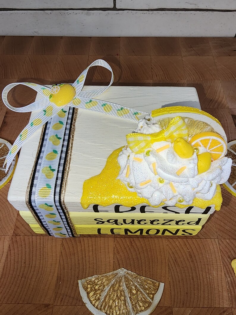 Fresh Squeezed Lemons Mini Bookstack, Lemon Themed Decor, Lemons ...