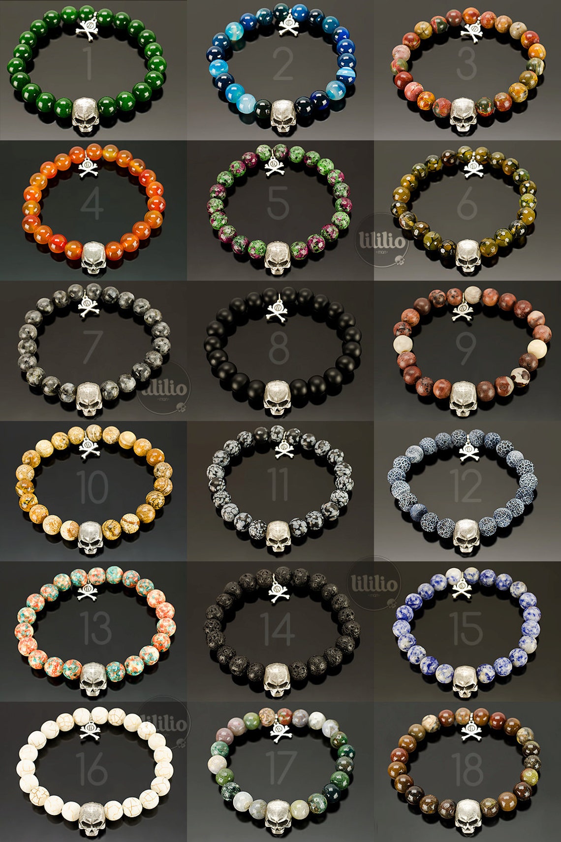 Skull Jewelry Skull beads bracelet with BIG skull pendant | Etsy