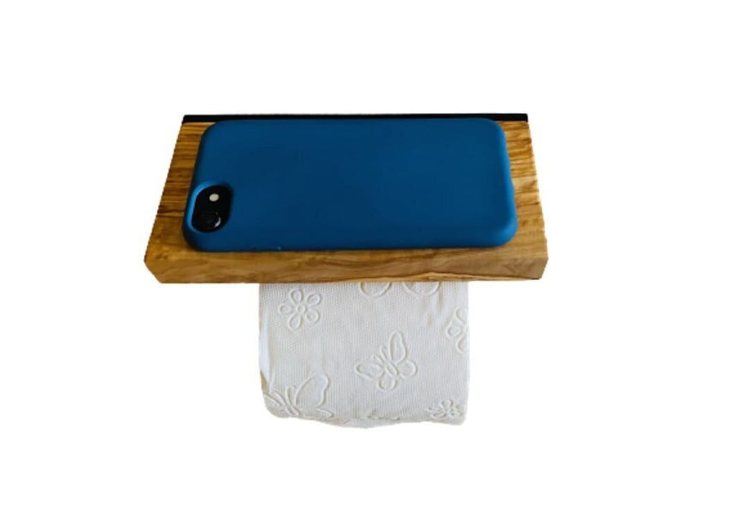 Toilet Roll Holder With Cell Phone Holder MAINZ, Olive Wood, Toilet ...