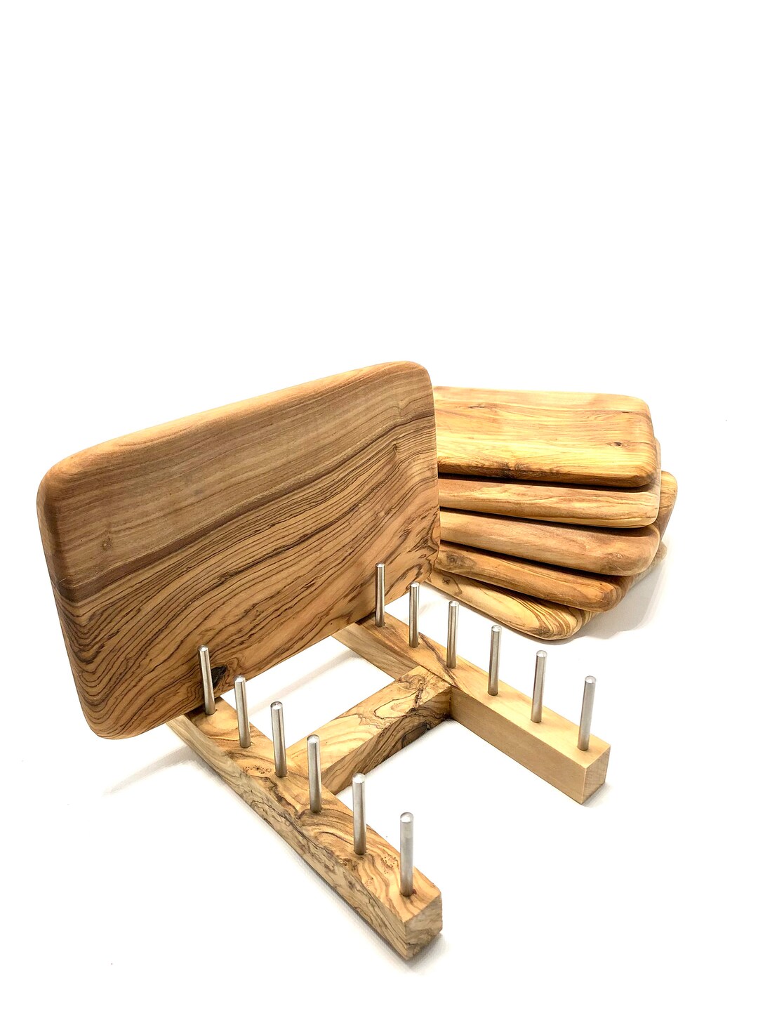 Board Stand for up to 6 Breakfast Boards Olive Wood Board Holder - Etsy
